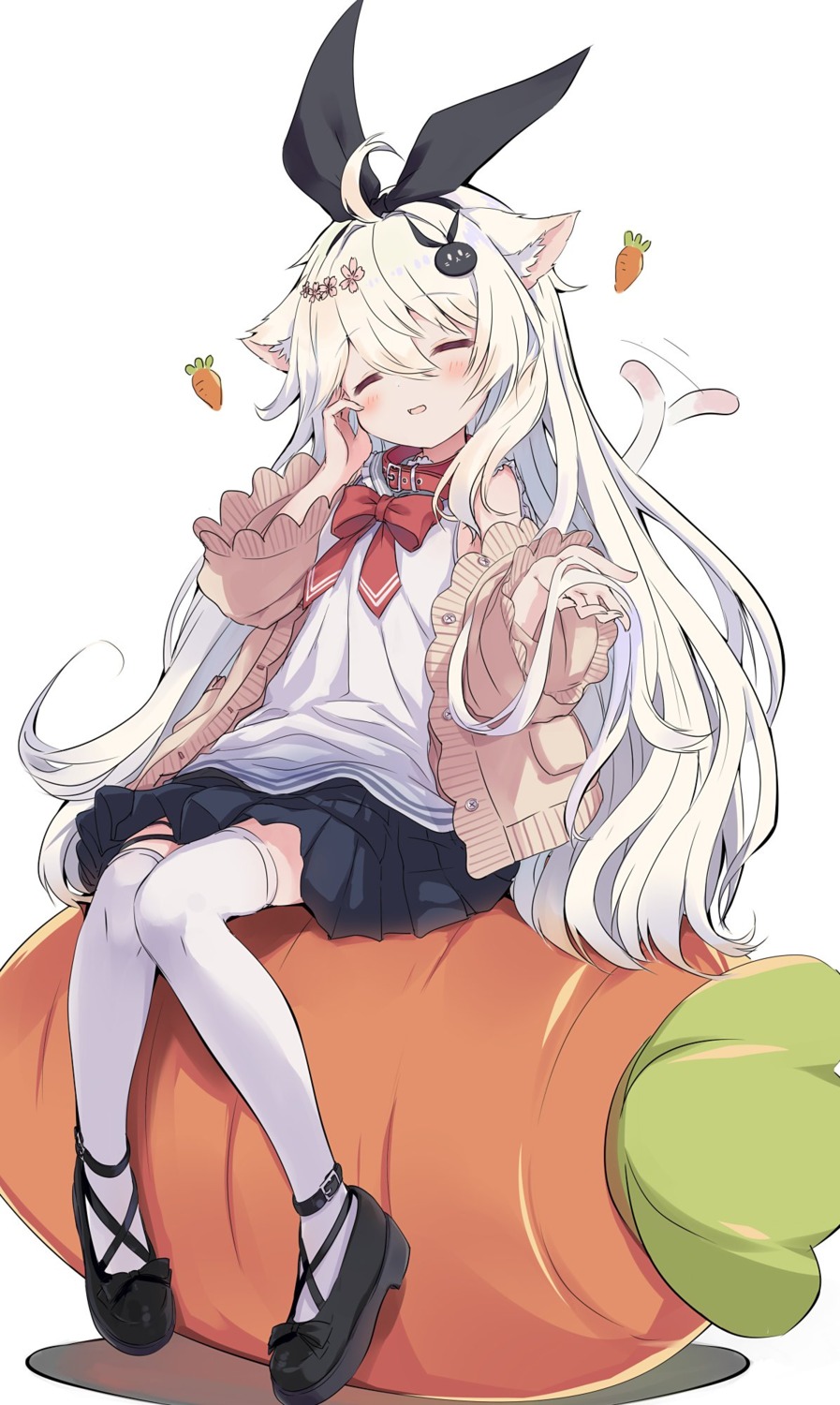 nimura yuuji animal ears garter nekomimi seifuku skirt lift sweater tail thighhighs | #1157675 ...